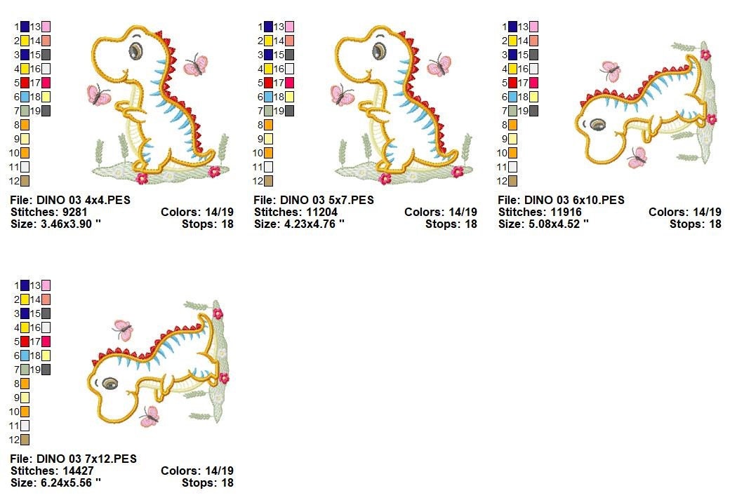 DINO Machine Embroidery Designs DINOSAUR Embroidery Design | Etsy