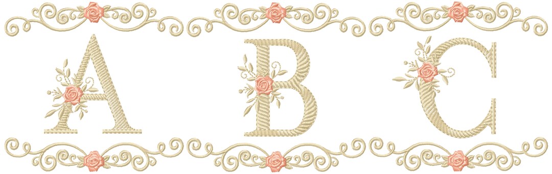 Floral Monogram Machine Embroidery Font (digital Download) - Etsy