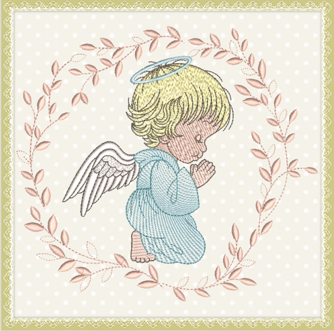 ANGEL EMBROIDERY Design, Cute Angel Boy Embroidery Design, Baptism ...