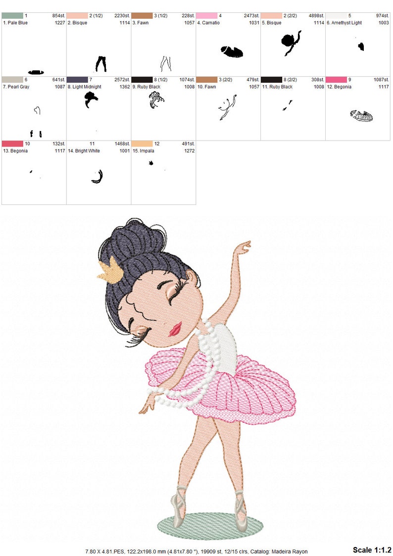 CUTE BALLERINA Machine Embroidery Designs Girl Embroidery - Etsy
