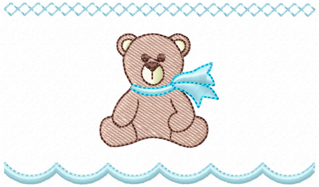 Cute Baby Bear Border 4 X 4 , Bear Border Embroidery Design, Baby ...