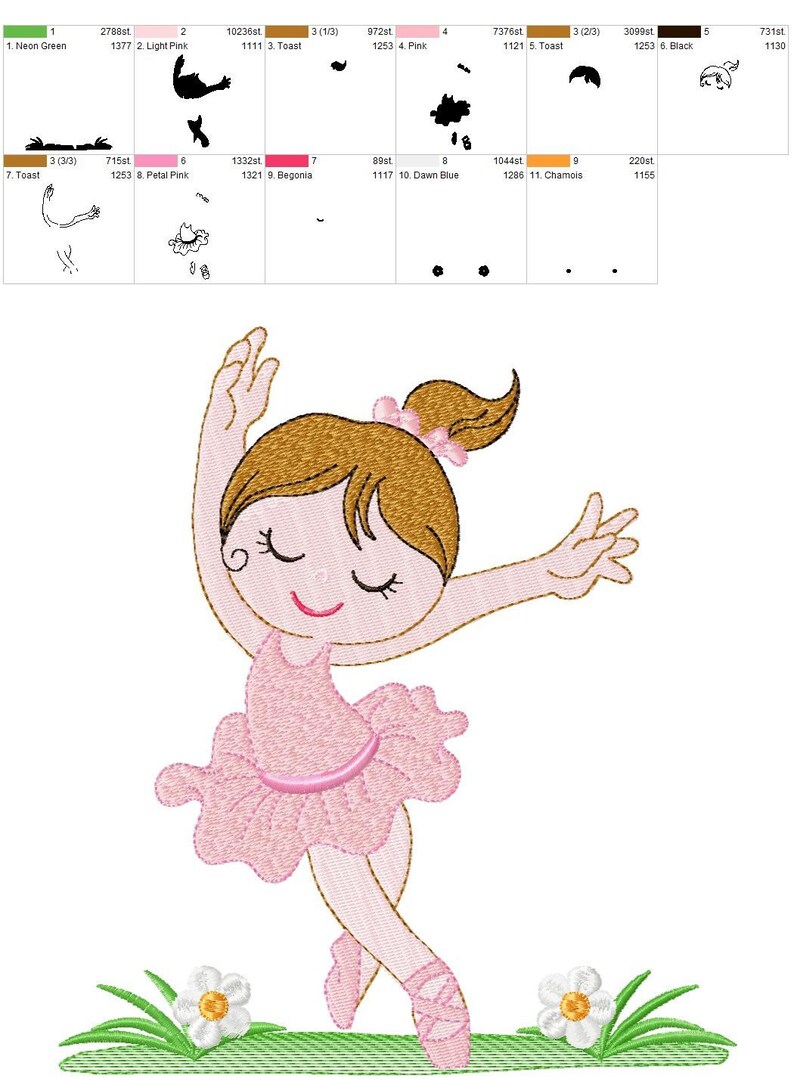 Ballerina Embroidery Design: Girl Ballet Pattern (digital Download) - Etsy