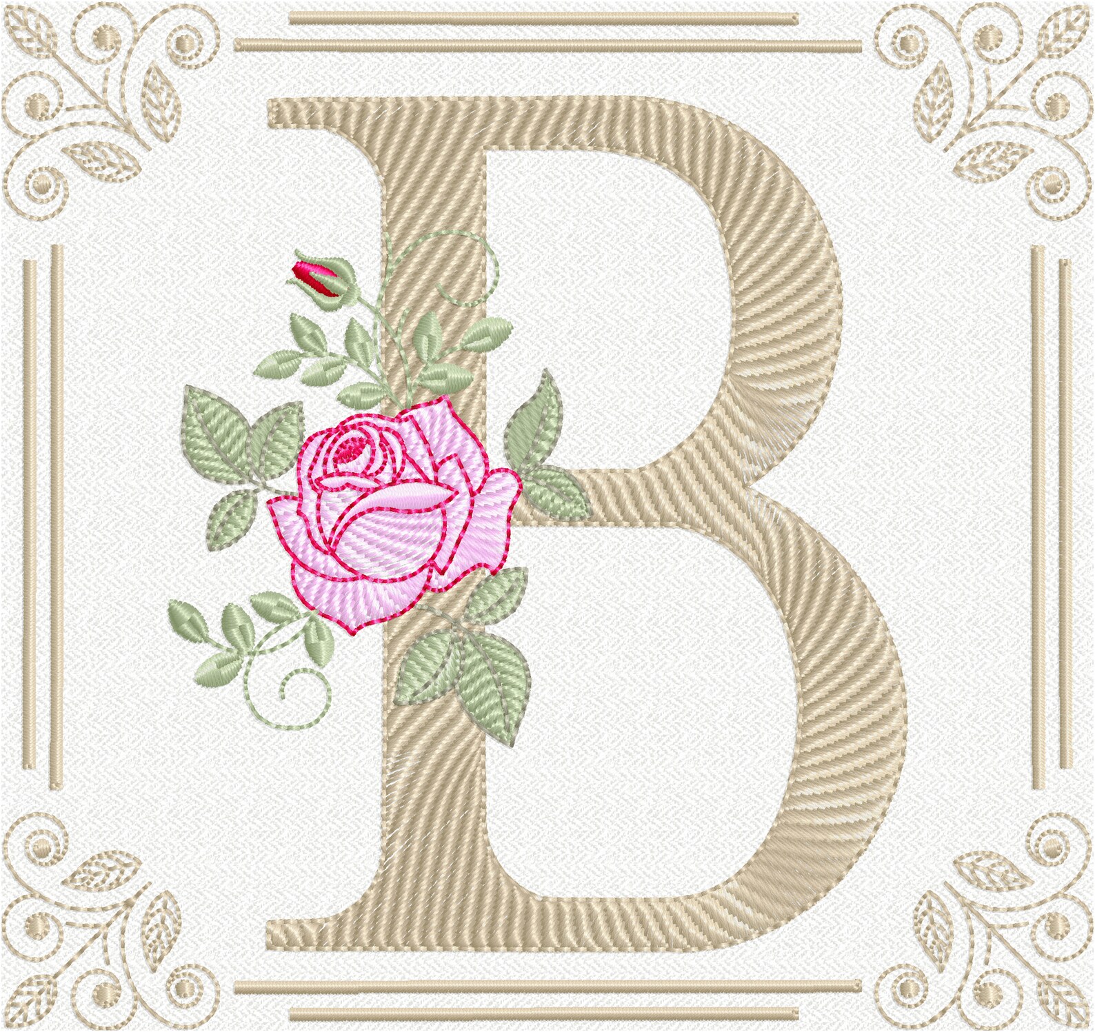 Framed Single Initial Monogram Flower Machine Embroidery - Etsy