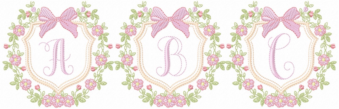 Floral Monogram Machine Embroidery Font: Single Initial (instant ...