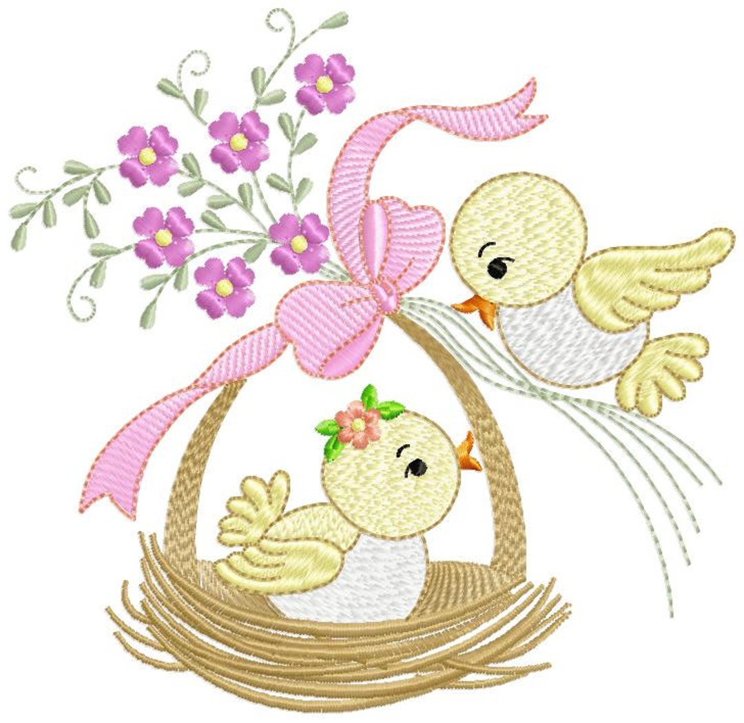 Birds Machine Embroidery Design, Baby Girl Pattern (instant Download - Etsy
