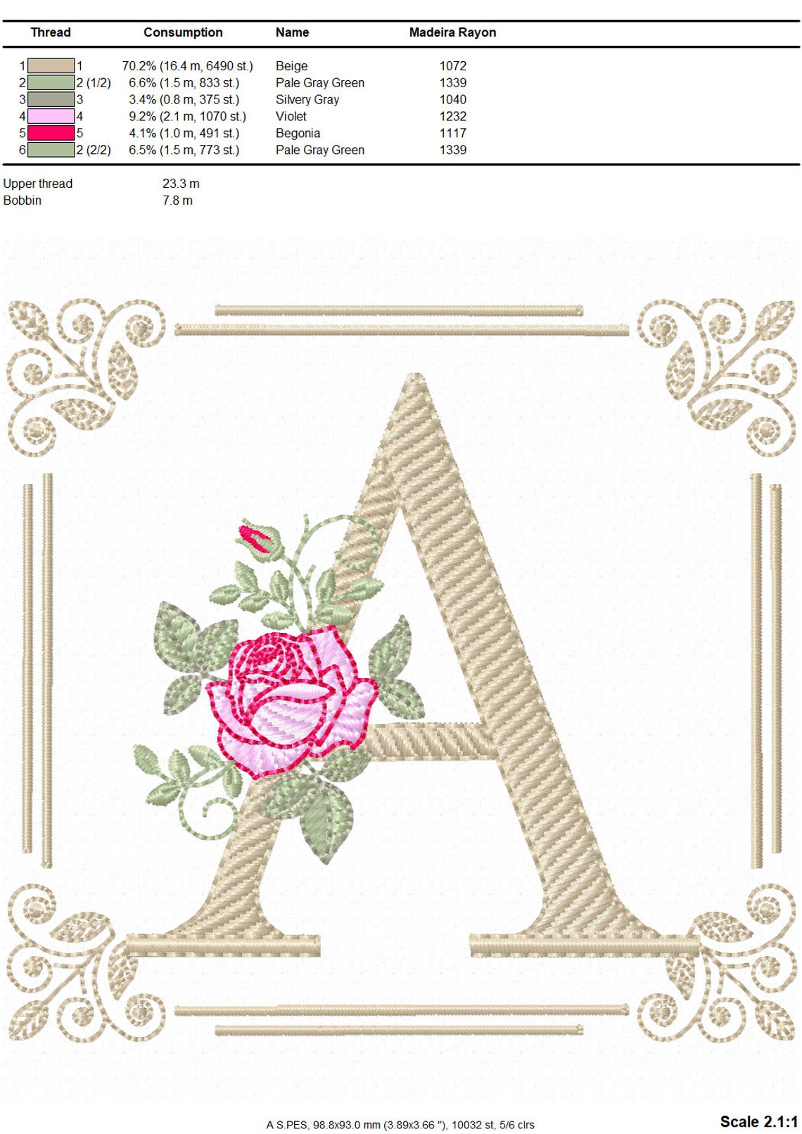 Framed Single Initial Monogram Flower Machine Embroidery - Etsy