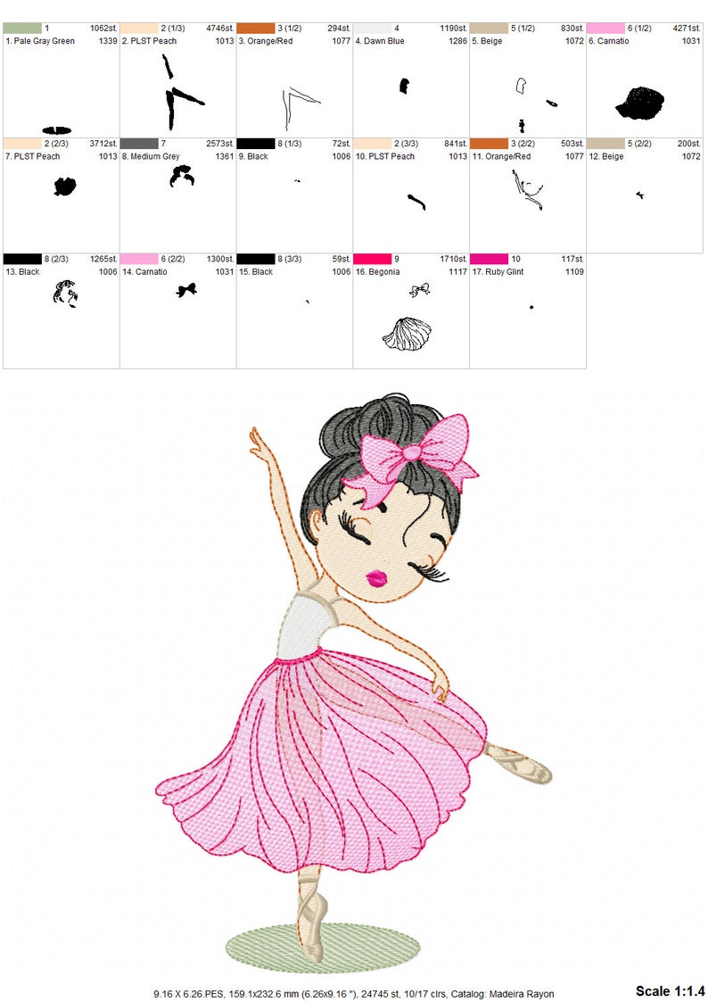 Ballerina Machine Embroidery Designs Girl Embroidery Design - Etsy