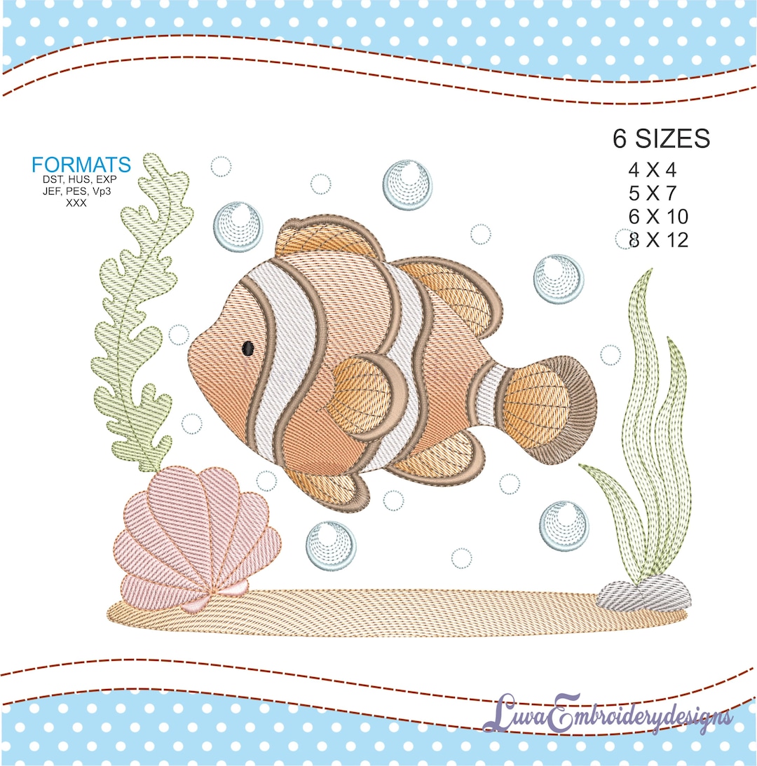 CLOWN FISH Embroidery Design - Cute Fish Embroidery Machine Files ...