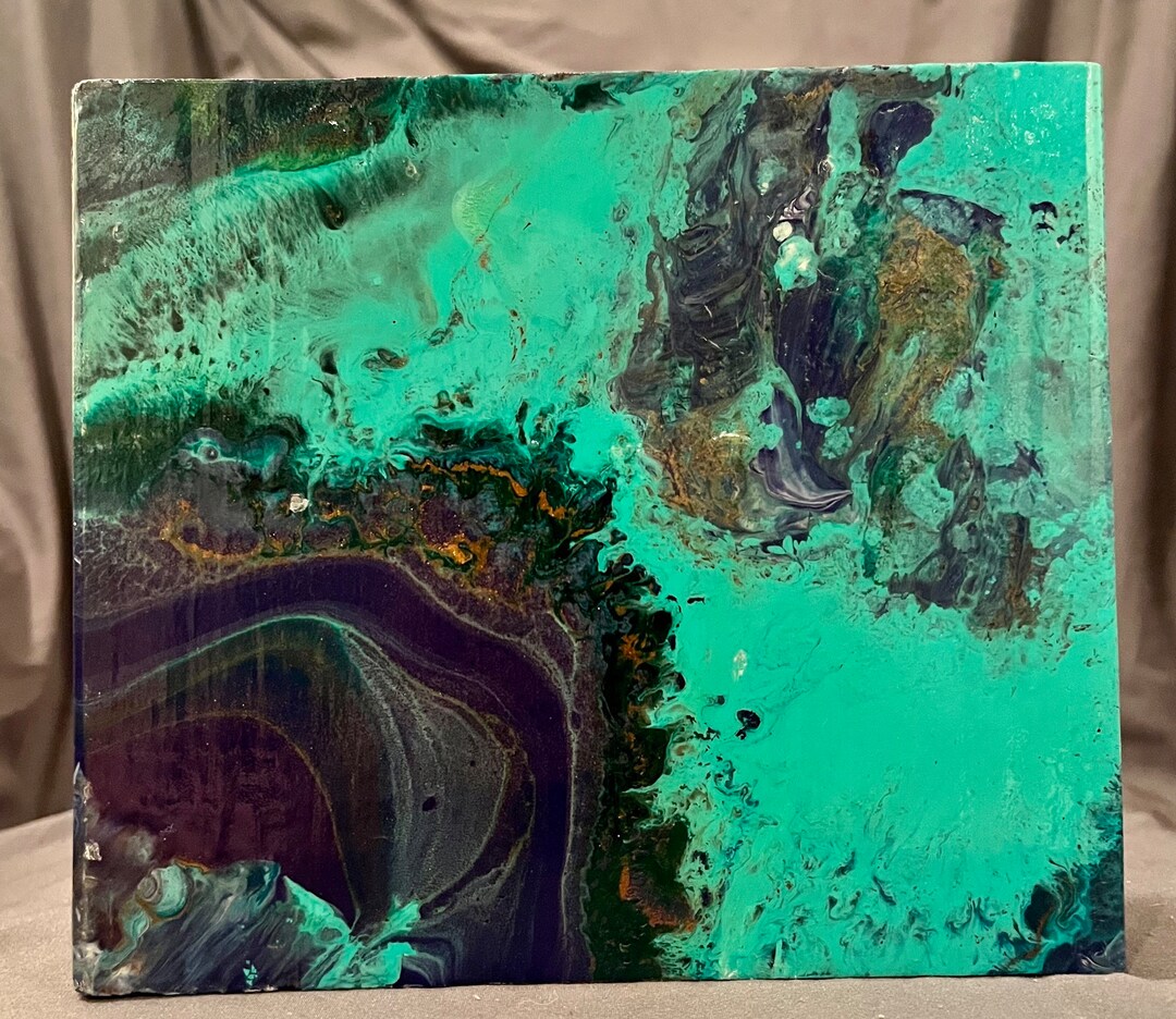 6x7” Green & Purple Repurposed Wood Block - Etsy