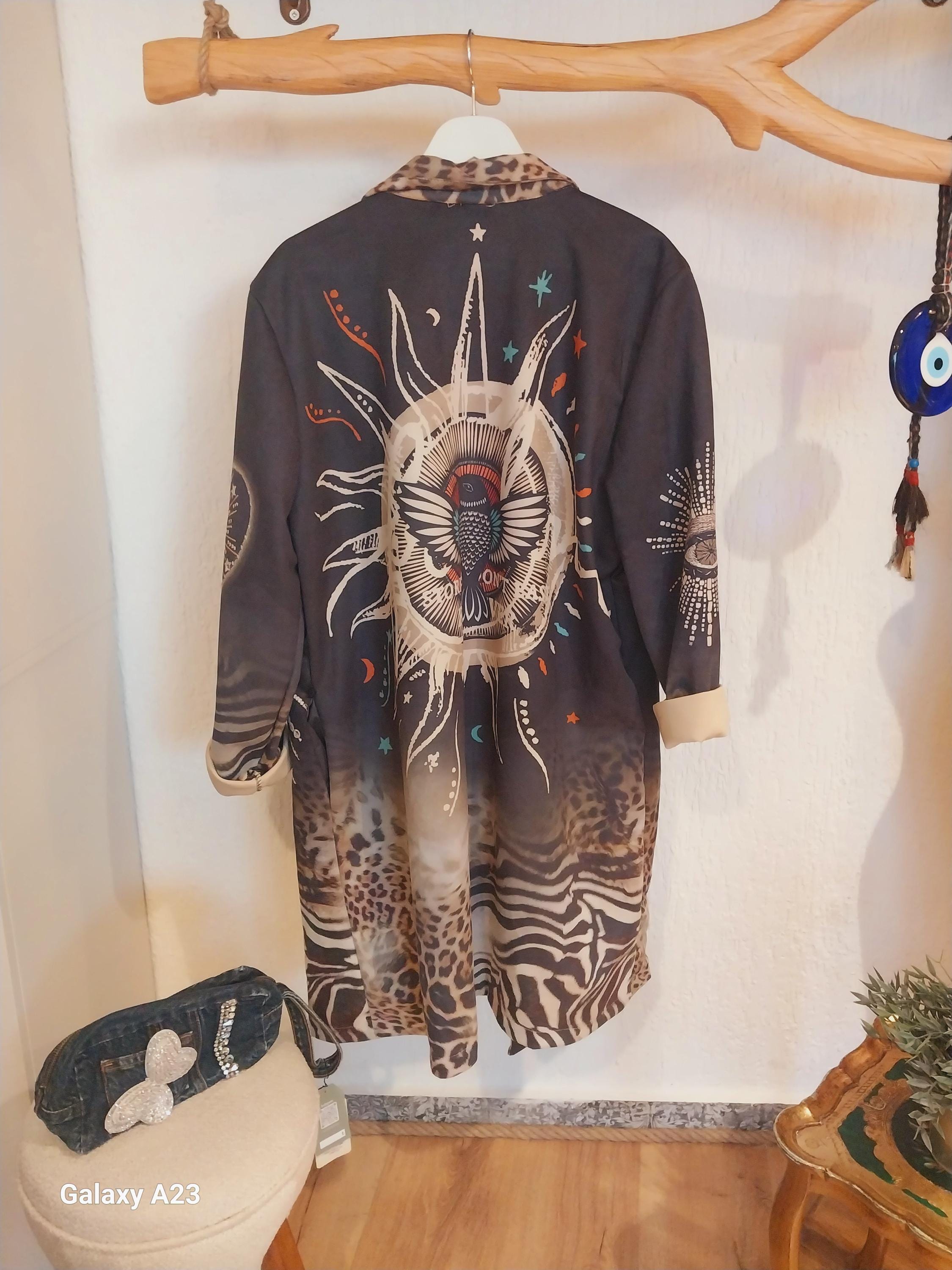 Boho Duster Jacket – Animal & Mystic Print, Oversize Long Lightweight ...