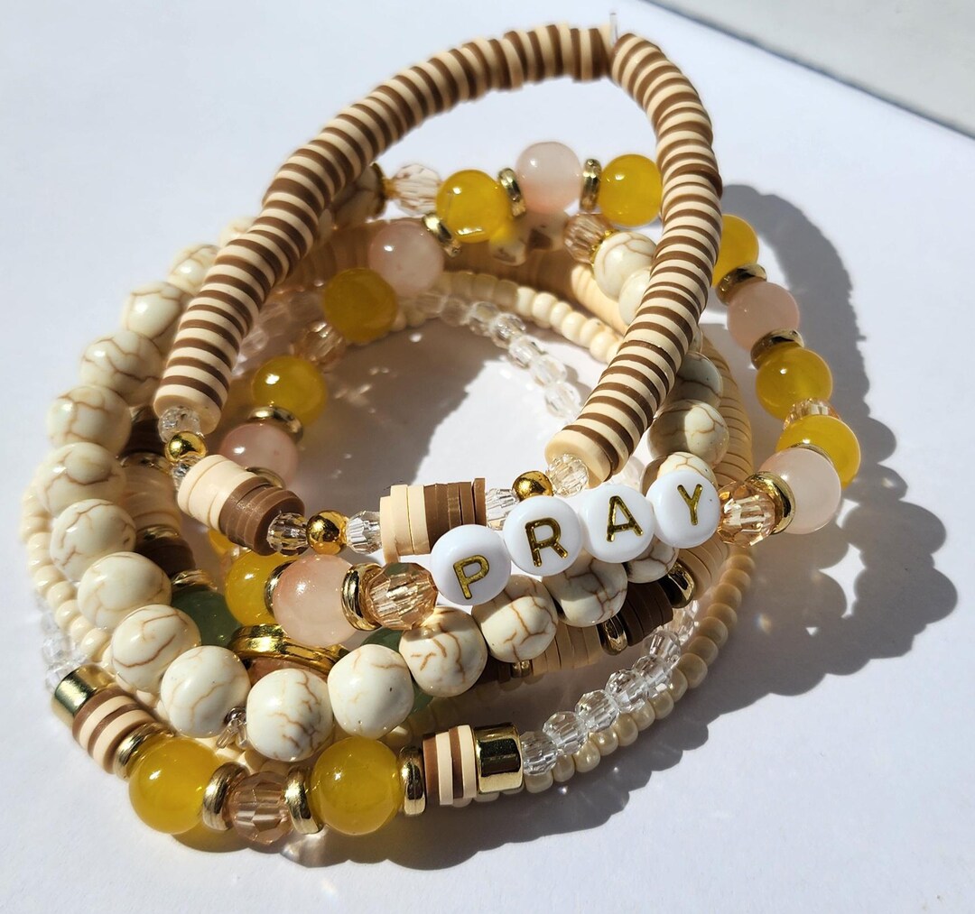 PRAY, YELLOW-BROWN, Stone Cross 7pc Set - Etsy