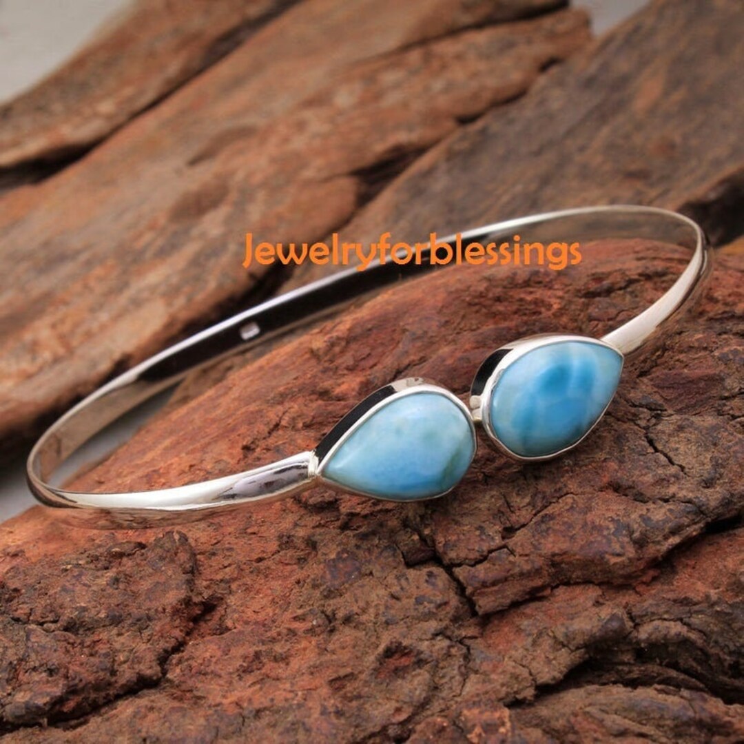 Adjustable Larimar Bangle Handmade Bangle Larimar Bracelet - Etsy