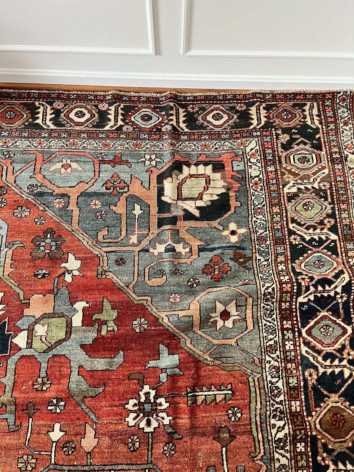 Vintage Persian Serapi Heriz Rug 97 X 128 Handmade Wool Rug Free ...