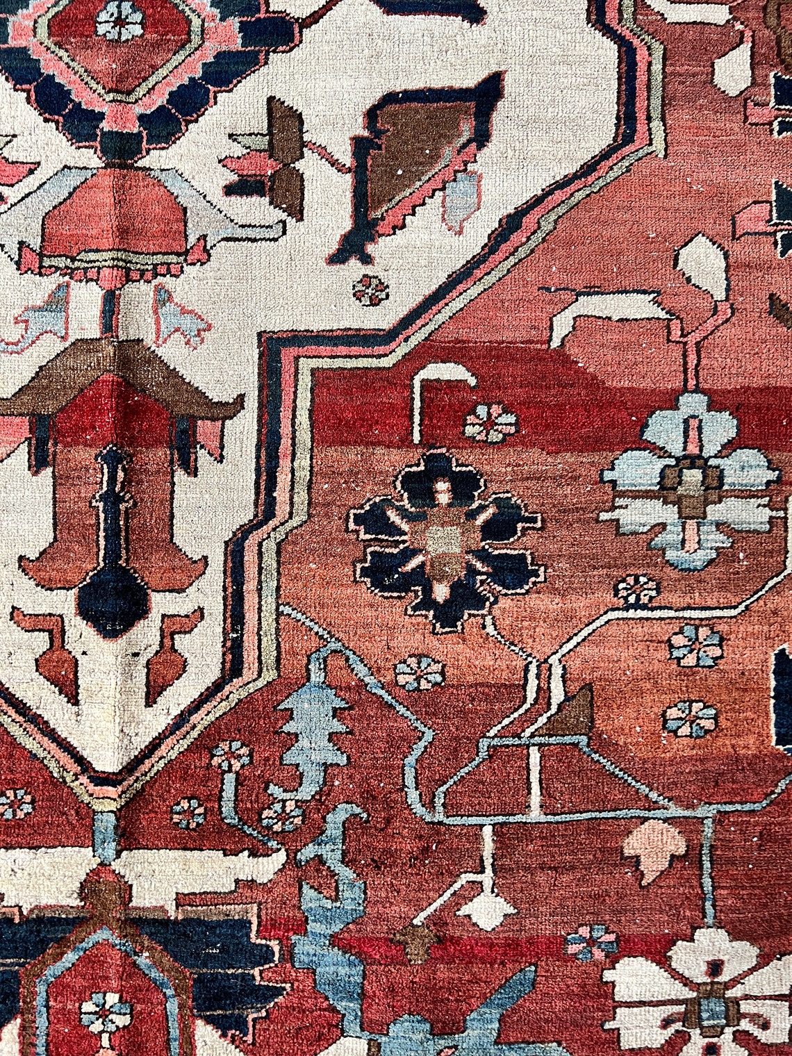 Vintage Persian Serapi Heriz Rug 97 X 128 Handmade Wool Rug Free ...