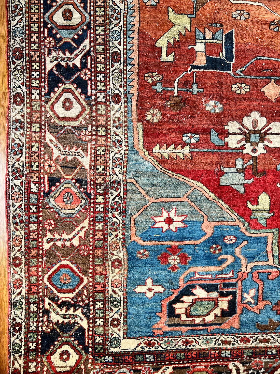 Vintage Persian Serapi Heriz Rug 97 X 128 Handmade Wool Rug Free ...