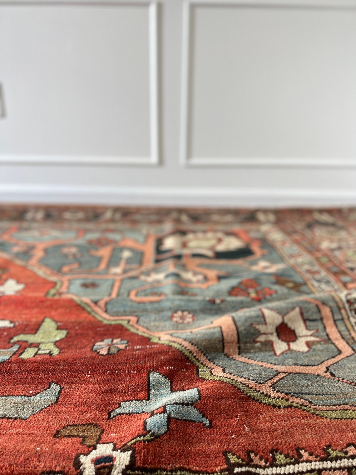 Vintage Persian Serapi Heriz Rug 97 X 128 Handmade Wool Rug Free ...