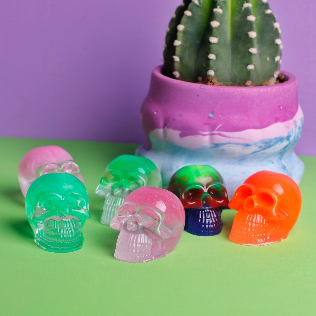 Mini Human Skull Brain Replica Tabletop Sculpture Glow Inthe Dark Faux ...