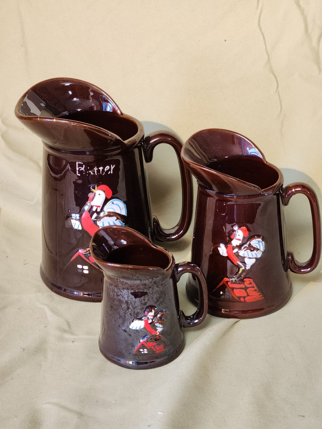 Redware Rooster Syrup Pitchers - Etsy