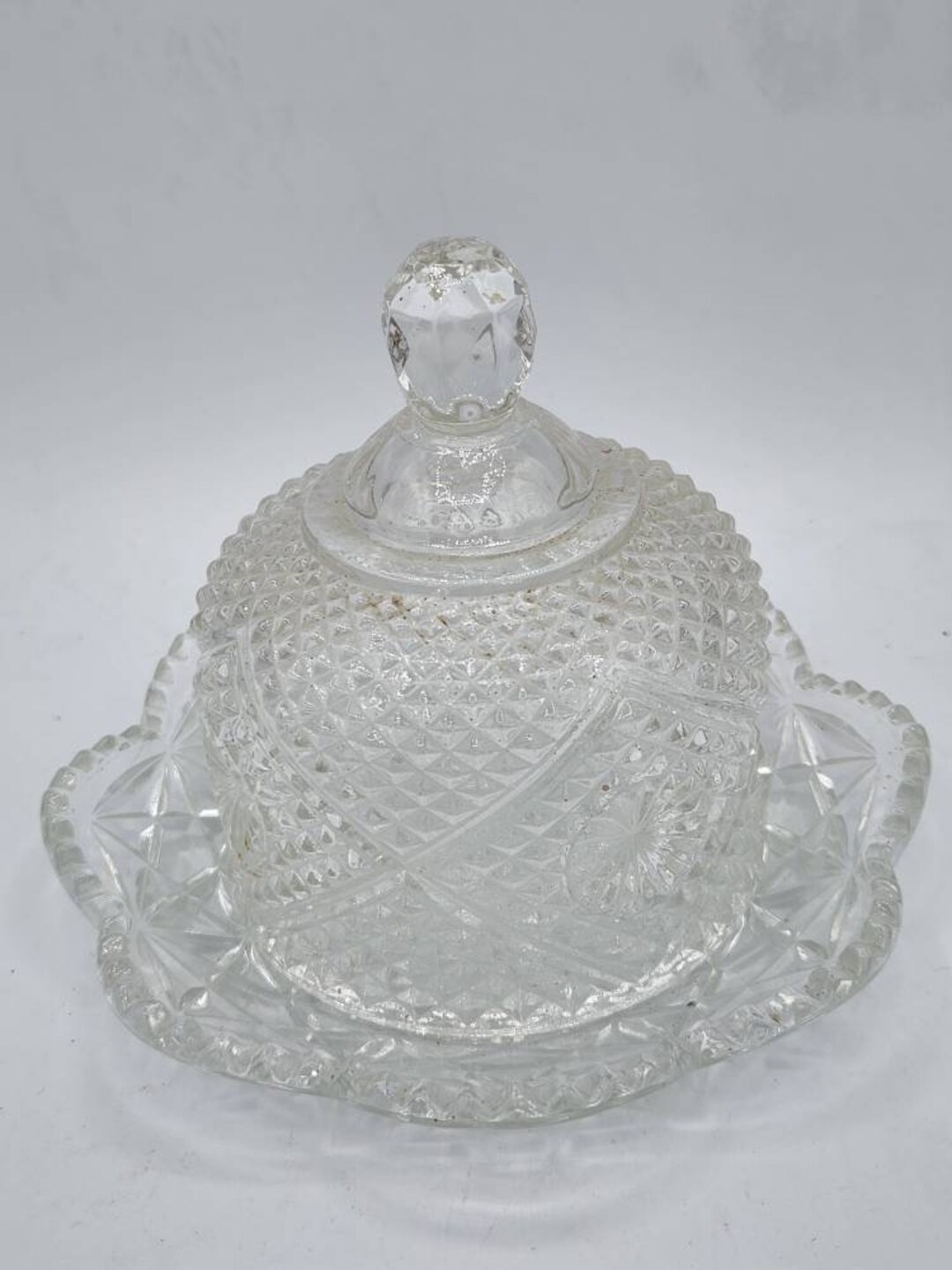 Vintage Avon Clear Diamond Pattern Butter/cheese Ball Dome Dish ...