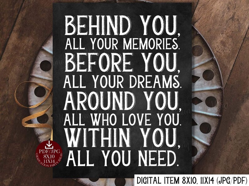 Behind You All Your Memories Graduation Sign Before You All Your Dreams Around You All Who Love ...