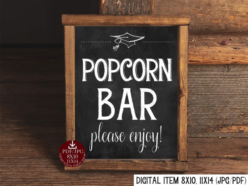 Graduation Popcorn Bar Sign PRINTABLE Chalkboard - Etsy