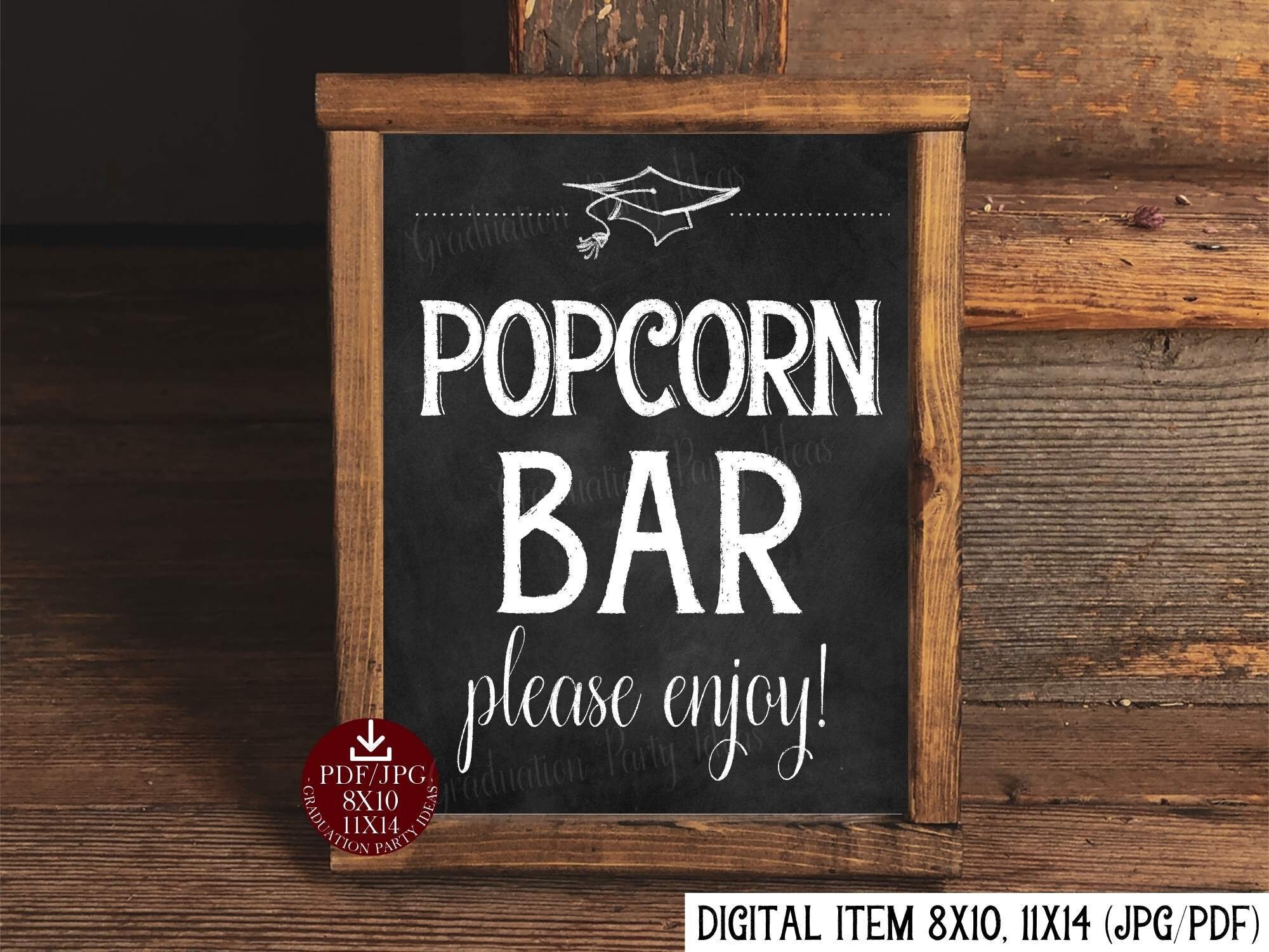 Graduation Popcorn Bar Sign PRINTABLE Chalkboard - Etsy
