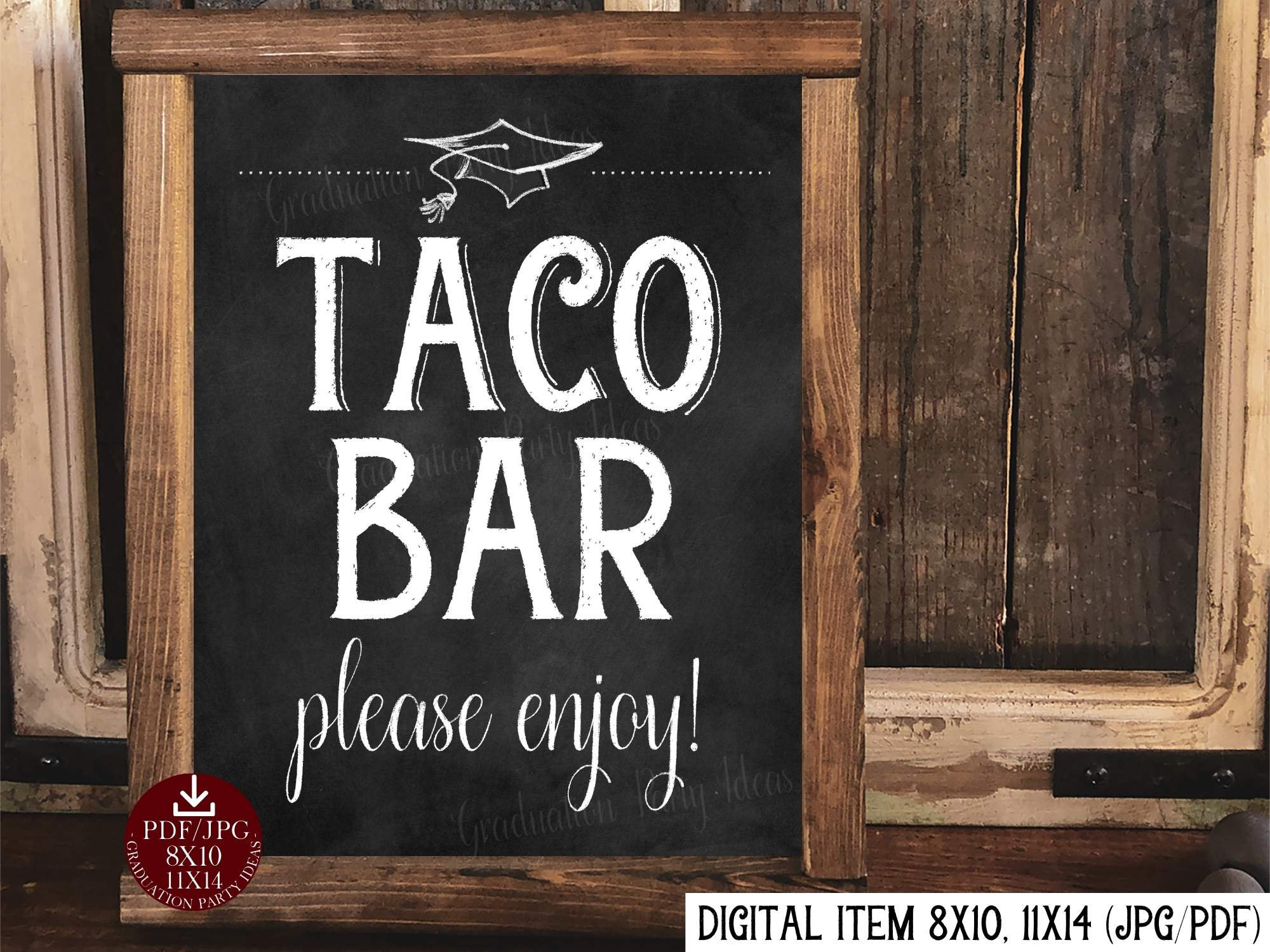 Graduation Taco Bar Sign PRINTABLE Chalkboard - Etsy