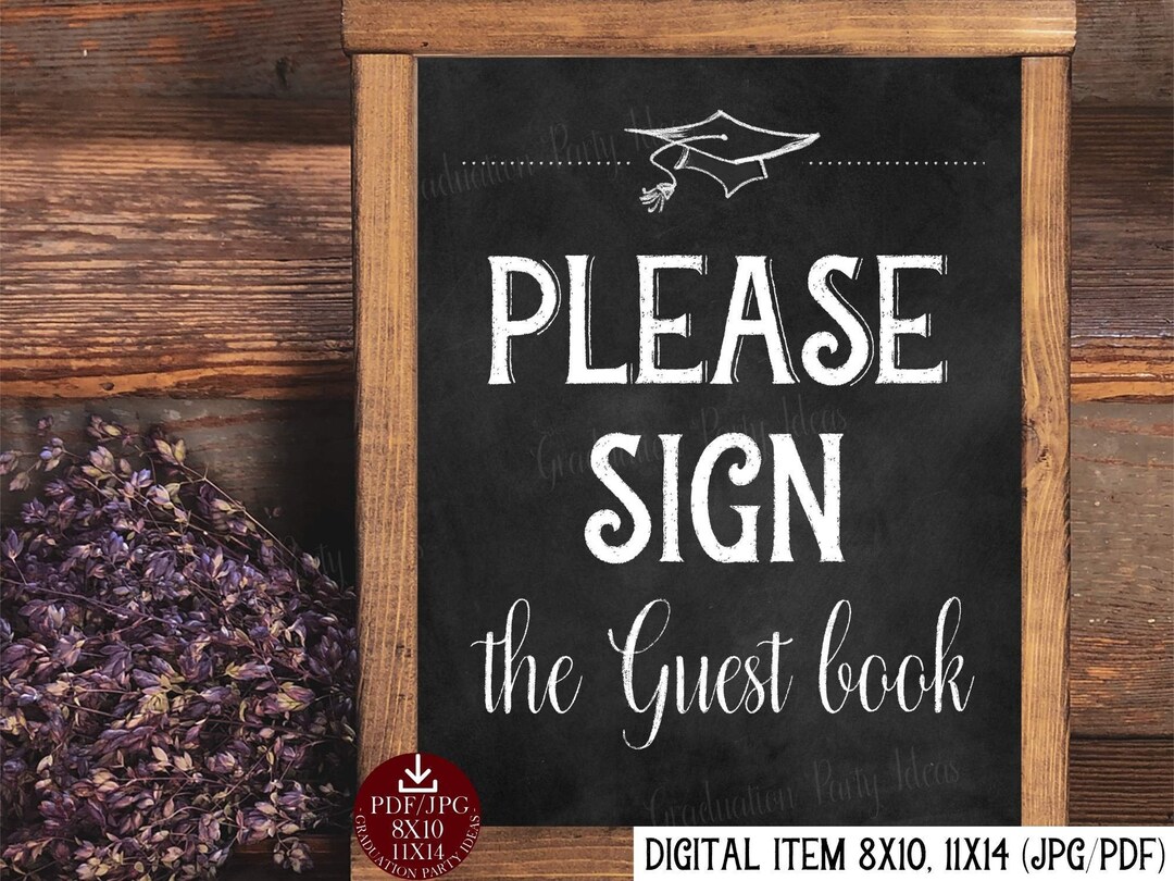 Please Sign the Guest Book Sign Graduation PRINTABLE Chalkboard - Etsy