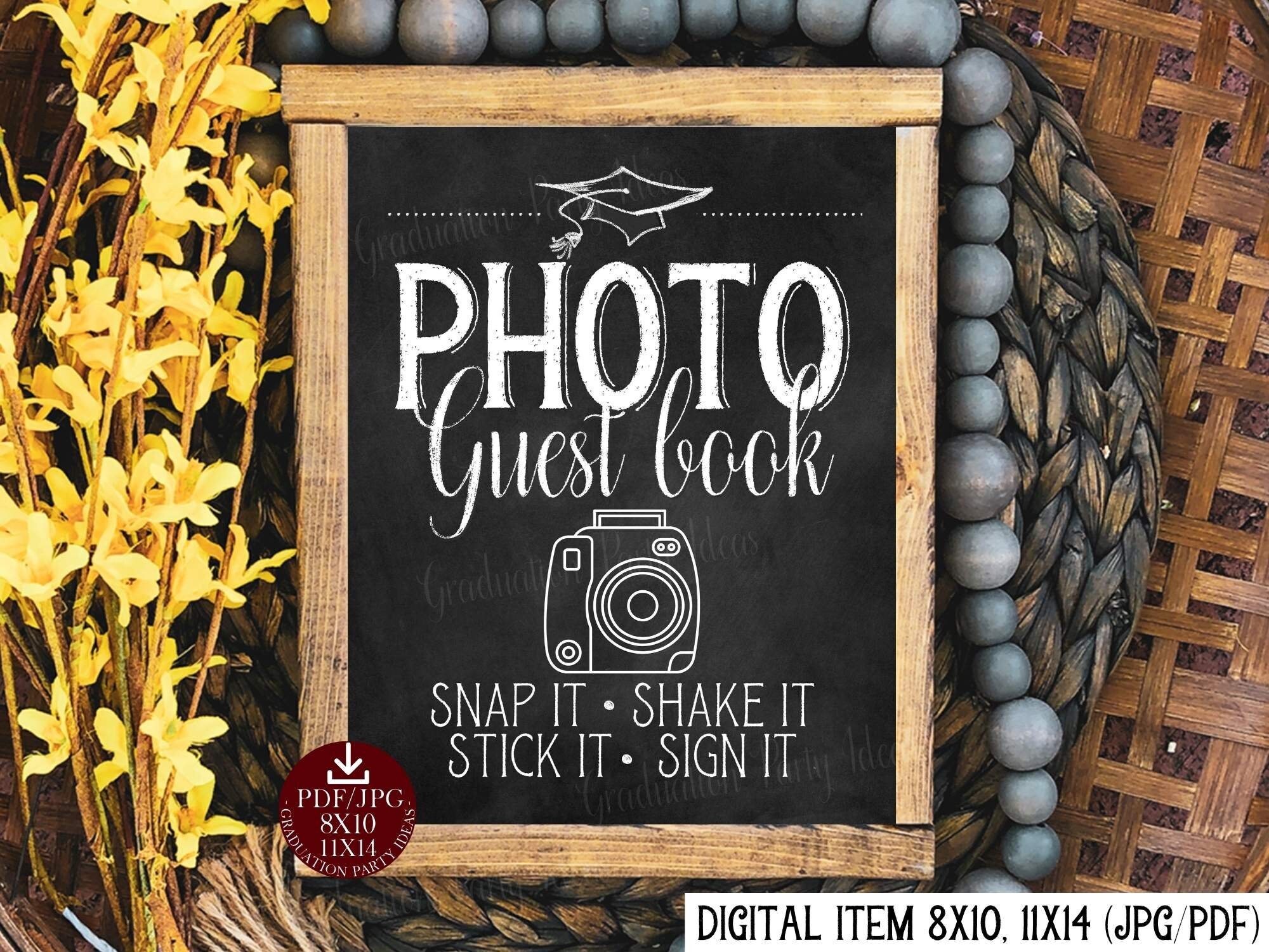 Graduation Photo Guest Book Sign PRINTABLE Chalkboard - Etsy