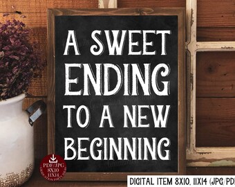 A Sweet Ending to A New Beginning Sign Graduation PRINTABLE - Etsy