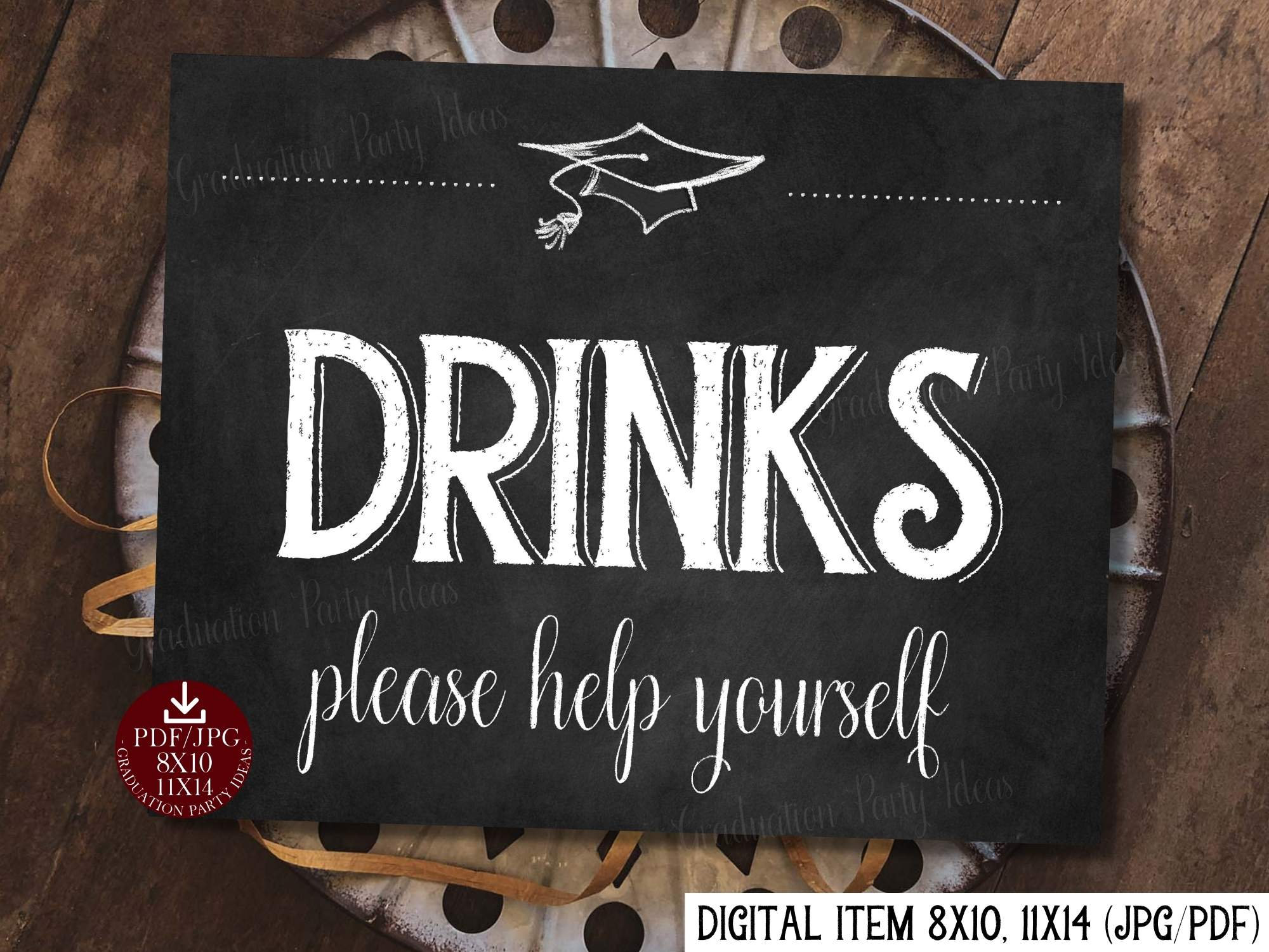 Graduation Drinks Sign PRINTABLE Chalkboard - Etsy