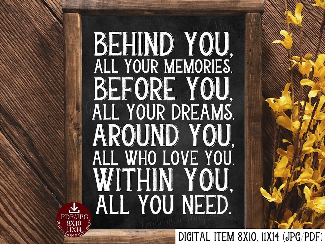 Behind You All Your Memories Graduation Sign Before You All Your Dreams Around You All Who Love ...