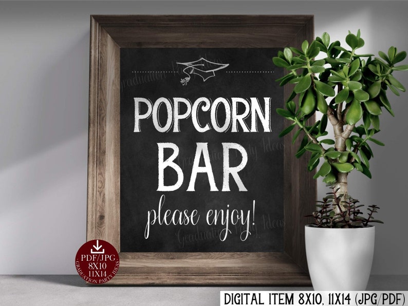 Graduation Popcorn Bar Sign PRINTABLE Chalkboard - Etsy