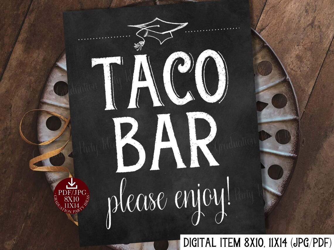 Graduation Taco Bar Sign PRINTABLE Chalkboard - Etsy