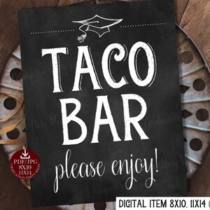 Graduation Taco Bar Sign PRINTABLE Chalkboard - Etsy