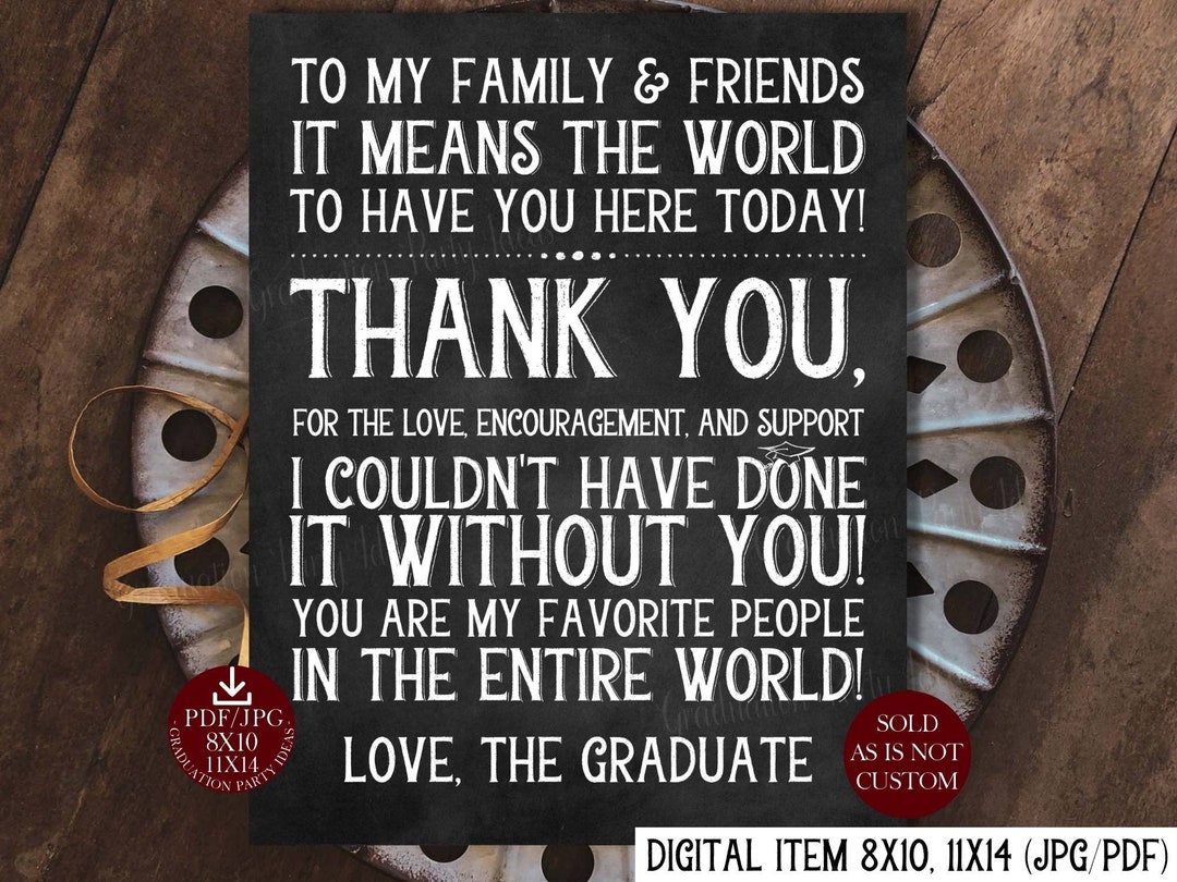 Graduation Thank You Sign PRINTABLE Chalkboard - Etsy