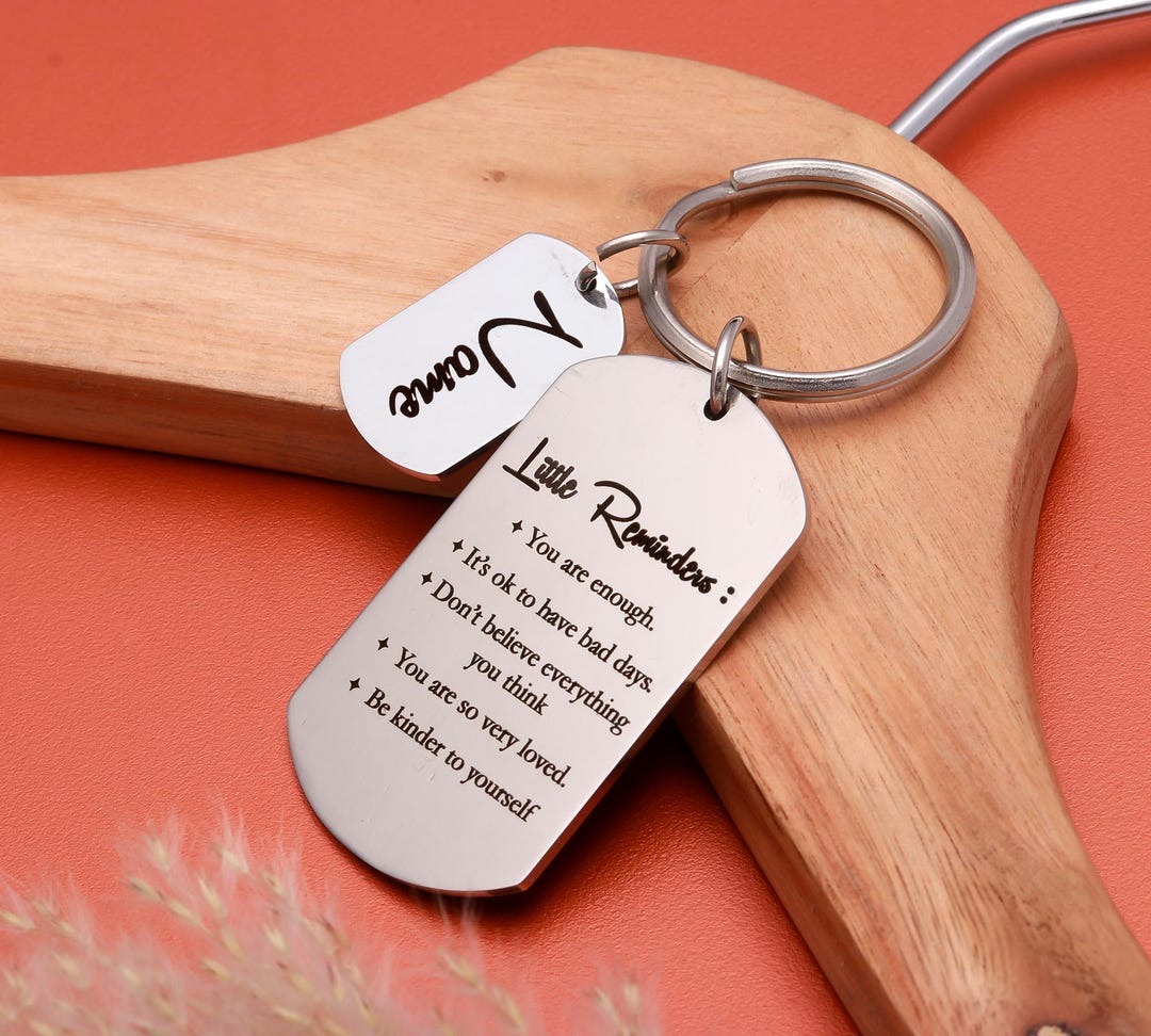 Custom Positive Reminder Cylindrical Steel Keychain - Personalized ...