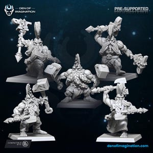 Dwarves: Battle Smiths - 5 Models - Den of Imagination - Etsy