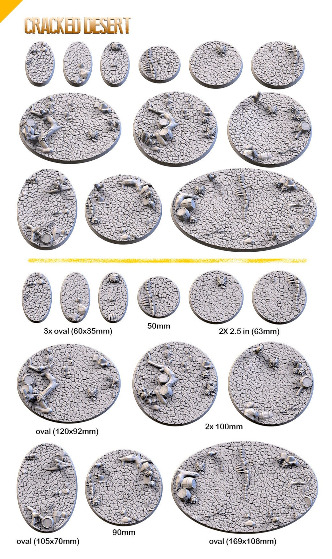 Expanded Cracked Desert Bases - Multiple Sizes - Magnet Holes - Txarli ...