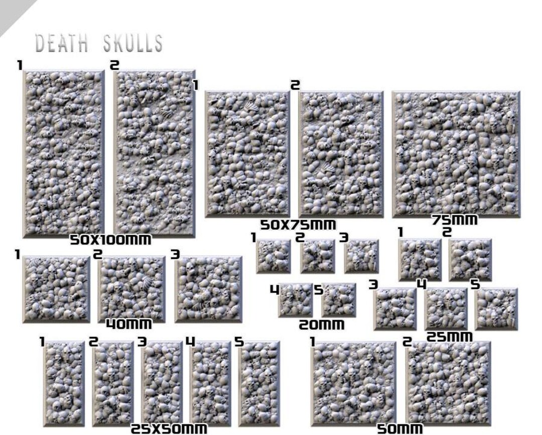Square Death Skull Bases - Multiple Sizes - Magnet Holes - Txarli ...