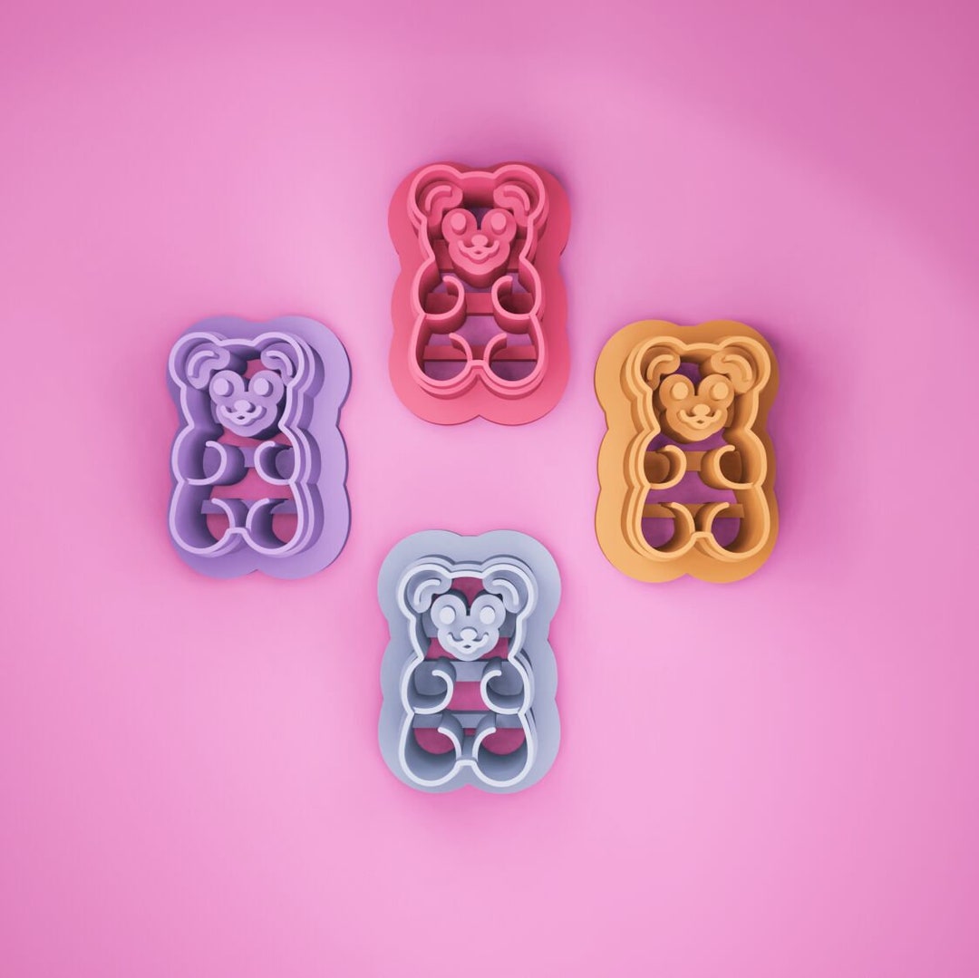 Gummy Bear Polymer Clay Cutter | Bear Stud Earring Cutter | Embossed ...