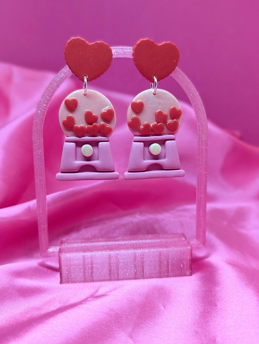 Heart Gumball Machine Earrings: Kawaii Polymer Clay Jewelry, Y2K ...