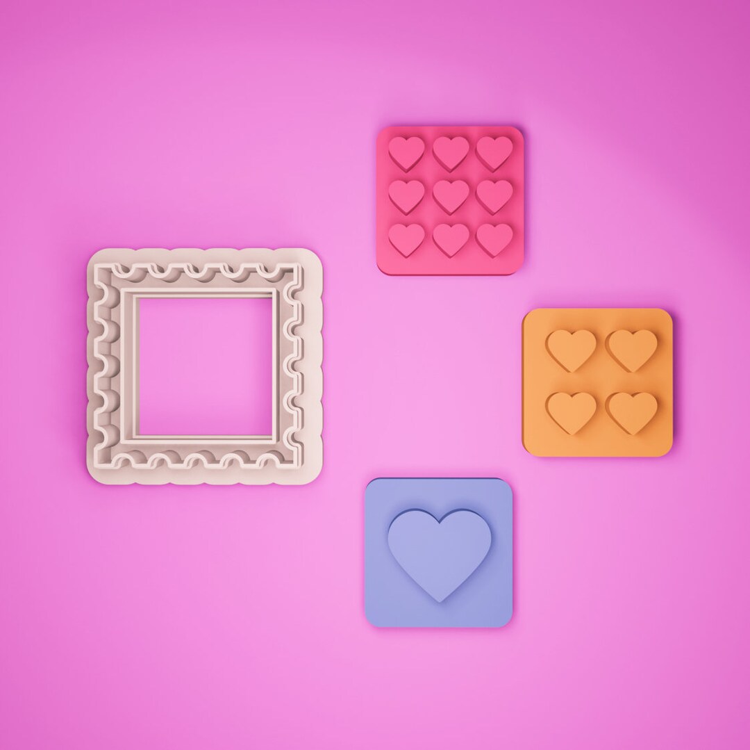 Embossed Postage Stamp Clay Cutter | Frame Shape Cutter | Polymer Clay ...