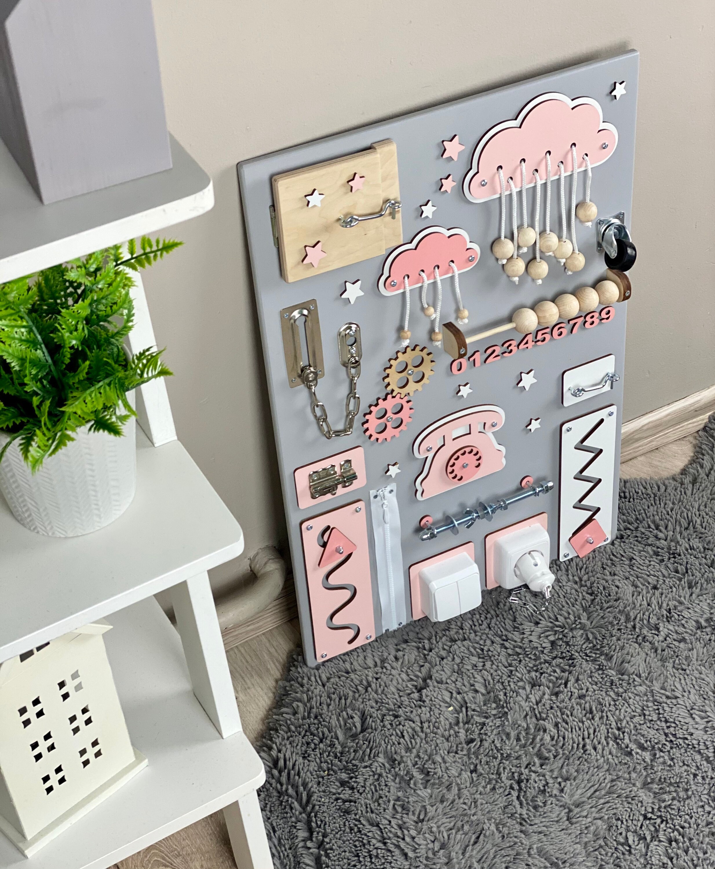 Toddler educational wooden toy fidget board montessori busy | Etsy