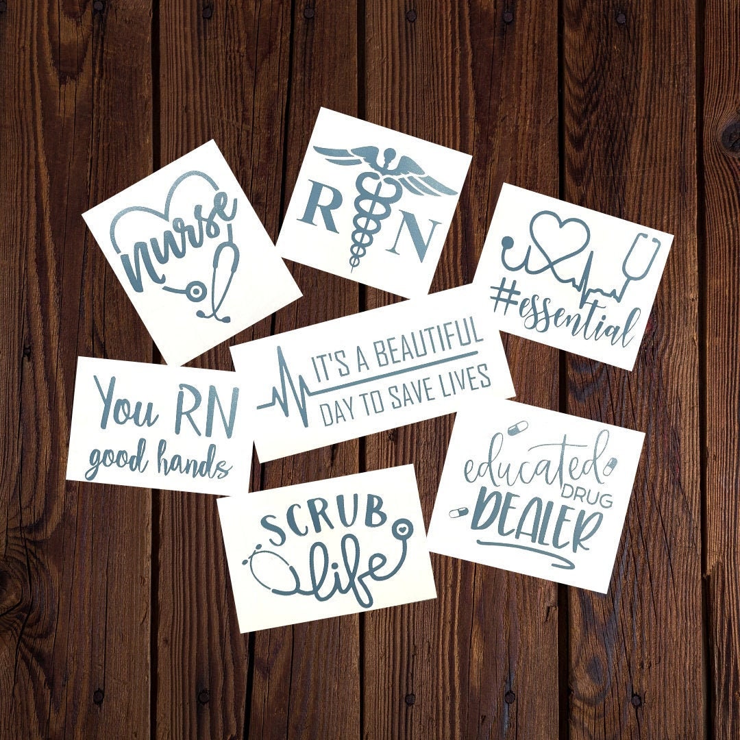 7-sticker Nurse Sticker Pack Vinyl Decal Gift for Nurse Bumper - Etsy