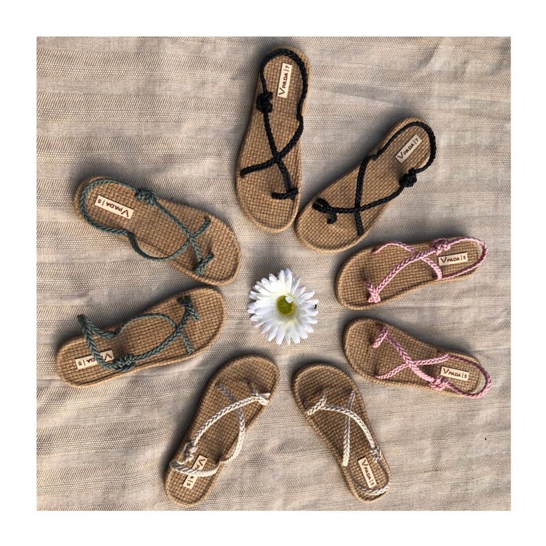 Strappy Sandals Women , Woven Rope Flat Sandals, Beach Summer Outdoor ...