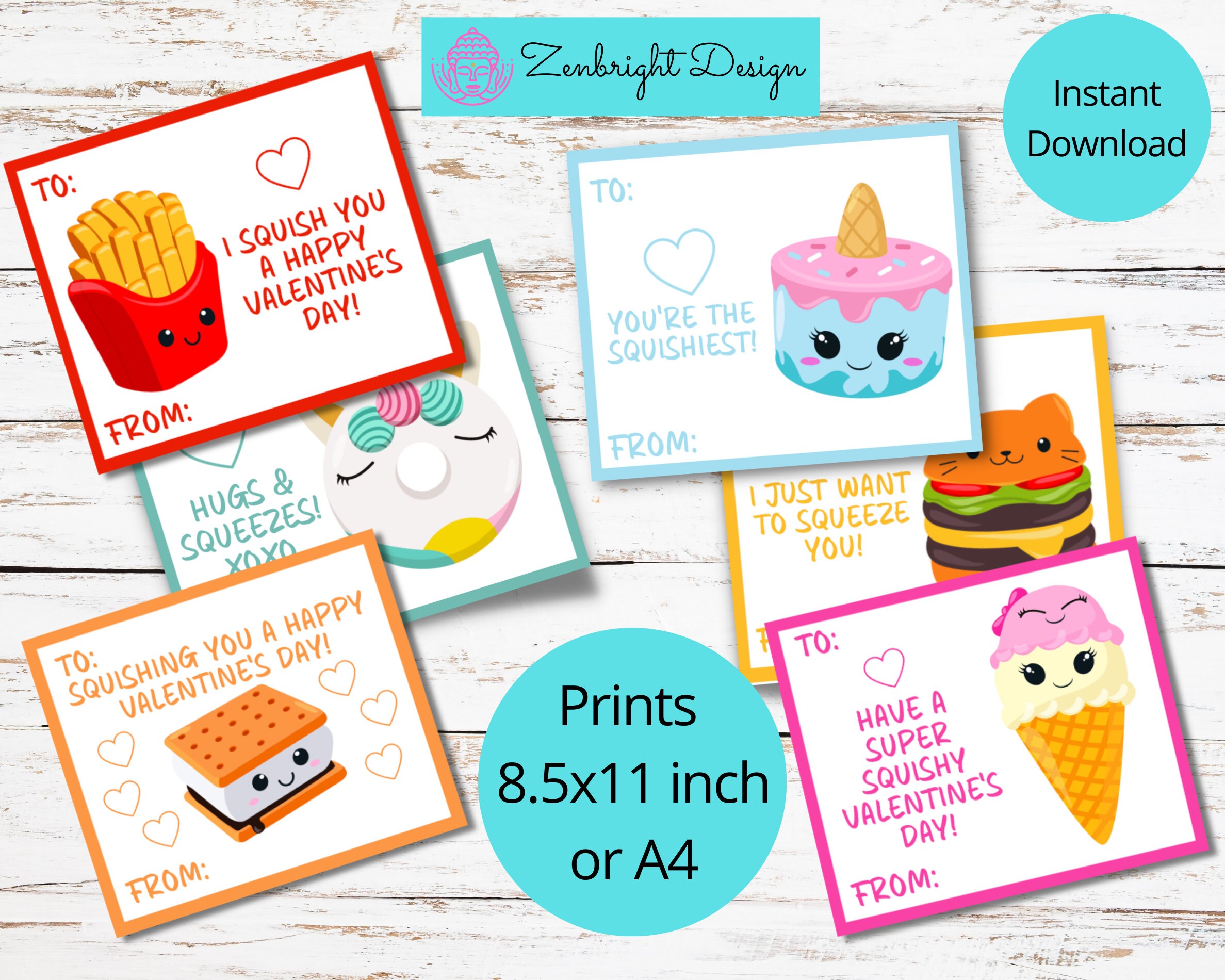 Kids Valentines, Printable Valentines, Squishy Valentine's Day Cards ...