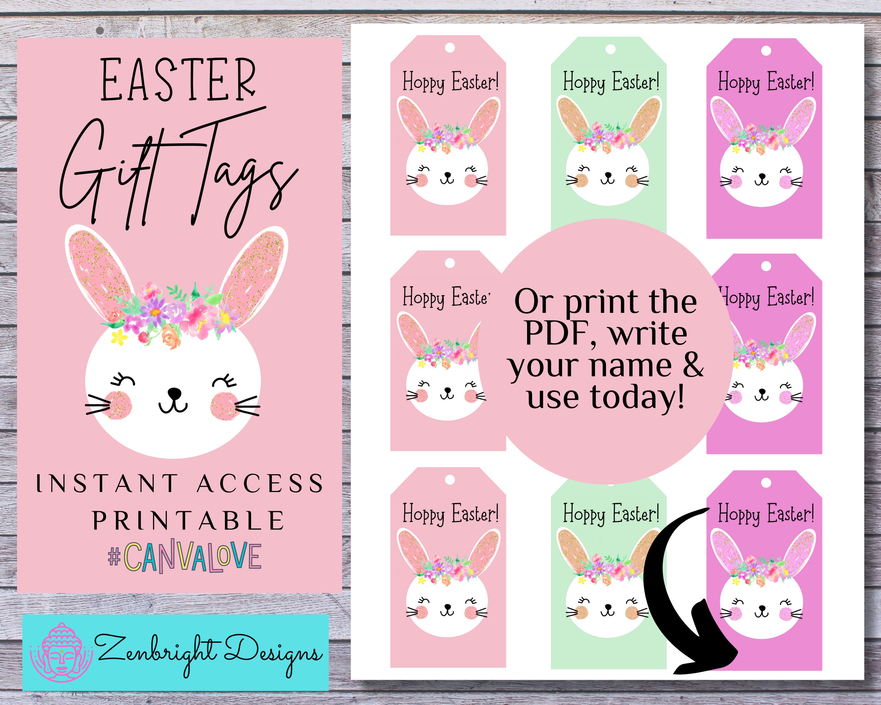 Easter Gift Tags, Easter Basket Tags, Printable Easter Tags, Digital ...