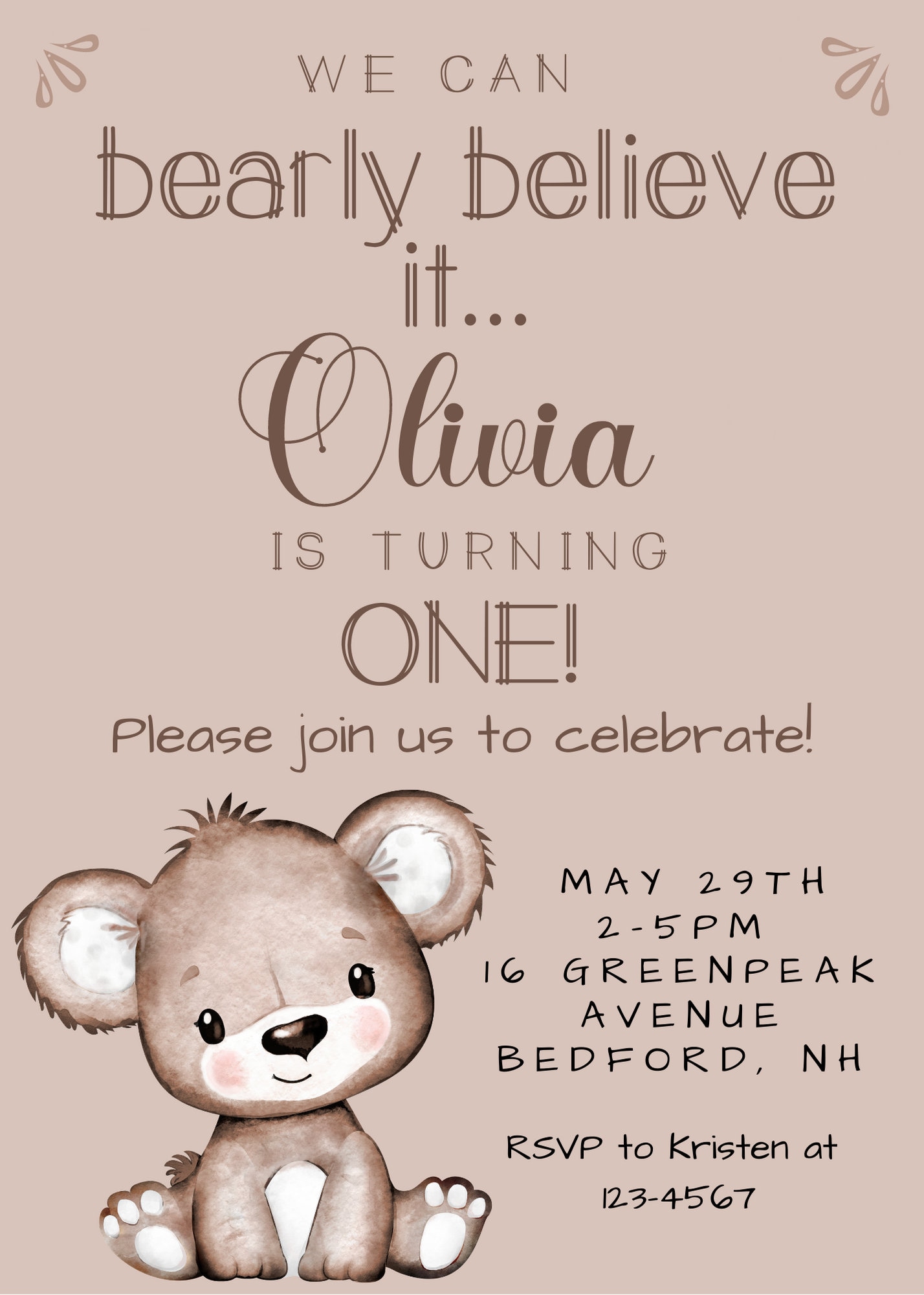 Teddy Bear Invitation, Teddy Bear Birthday Party Invitation, Gender ...