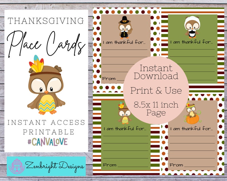 Imprimible de Acción de Gracias, Estoy agradecido por, Tarjetas de ...